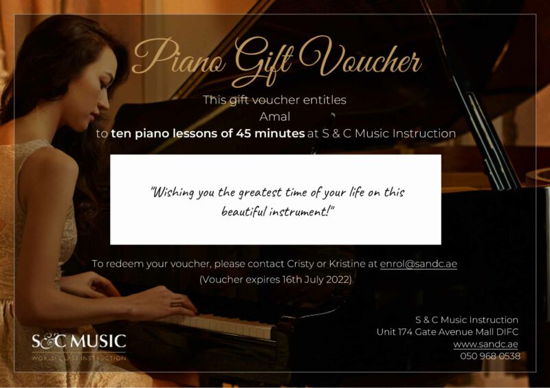 Piano lessons as a gift - S & C